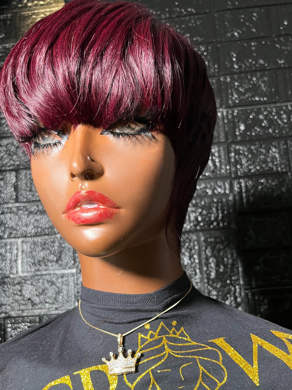 CASSANDRA WINE| Short cut mushroom bang – Crown Me Gold